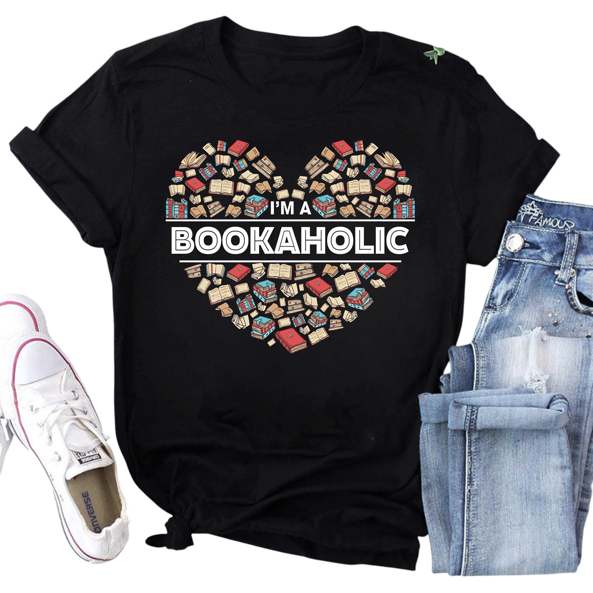 I Am A Bookaholic Vintage Unisex Classic 2D T-Shirt - Book Lovers ...