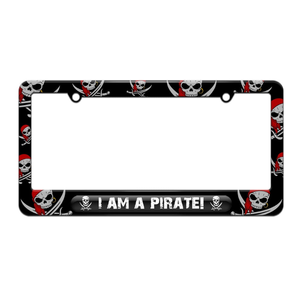 I Am A Pirate License Plate Tag Frame - Skull Swords Design - Walmart.com