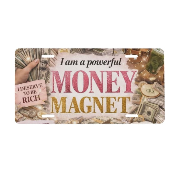 I Am A Powerful Money Magnet License Plate, Car Front License Plates ...
