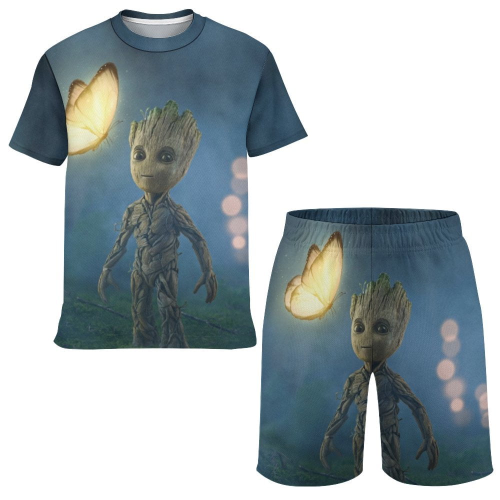 I Am Groot Boys Short Sleeve T-Shirt And Mesh Shorts Outfit Set for ...