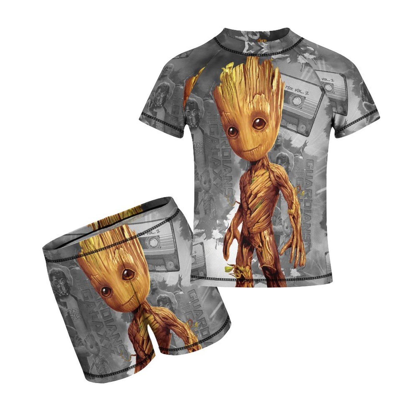 I Am Groot Boys Two Piece Swimsuit Kids Swimwear Set Short Sleeve ...