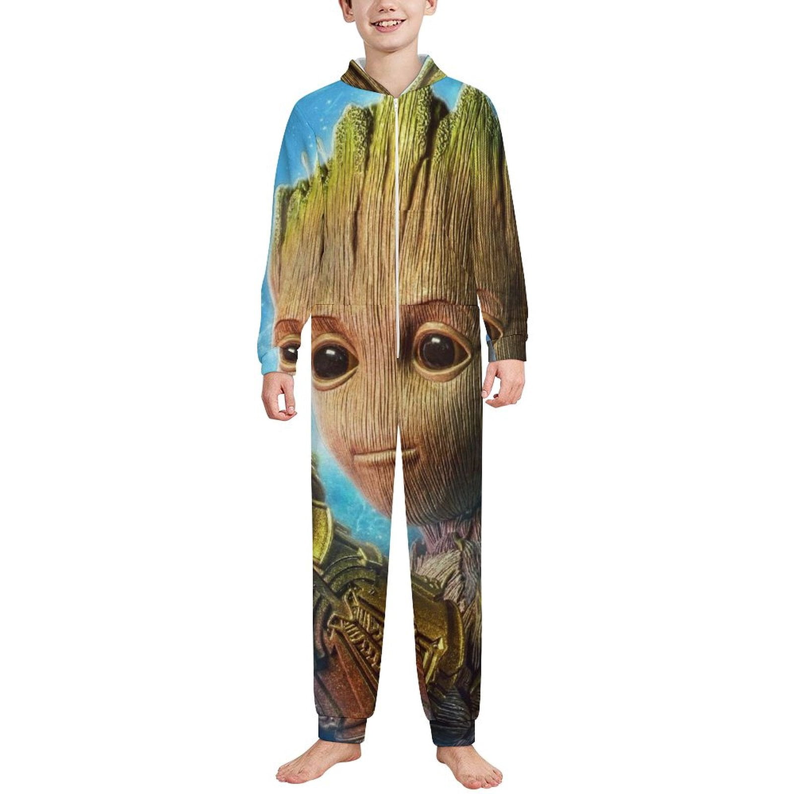I Am Groot Kids Pajamas One Piece Hooded Union Suit Onesie PJs ...