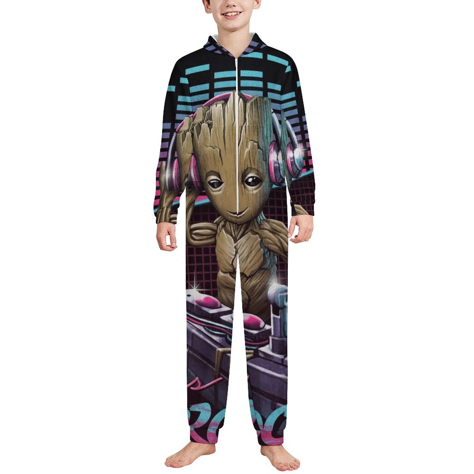 I Am Groot Unisex Onesie Pajamas Zipper Jumpsuit Hooded One Piece ...