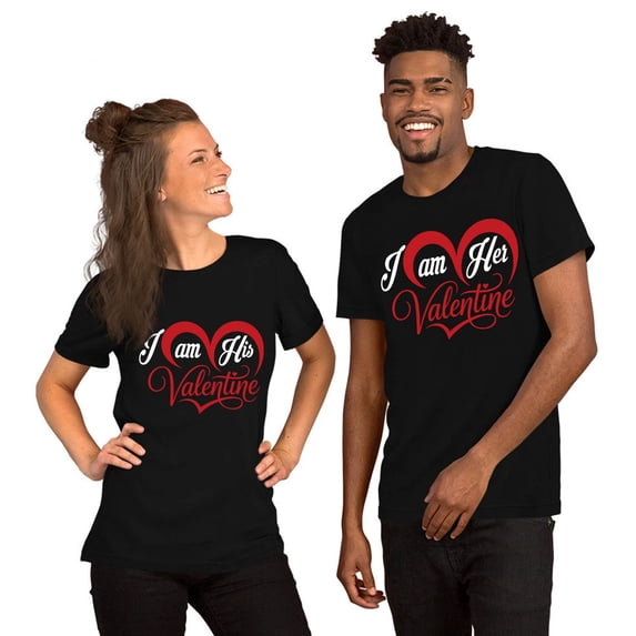 I Am His Valentine/ I Am Her Valentine Matching Couple T-shirt - Heart ...