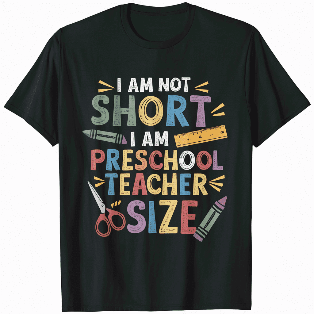 I Am Not Short I Am Preschool Teacher Size Funny Educator Gift T-Shirt ...