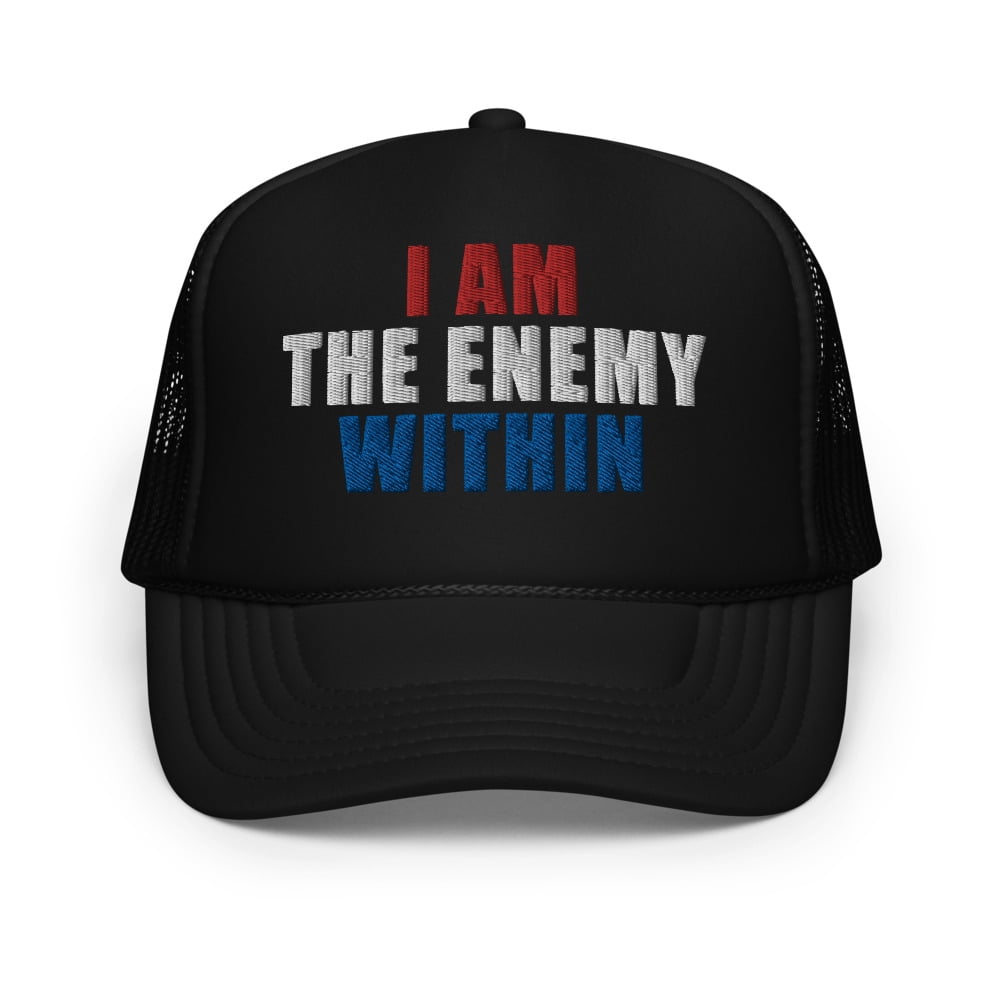 I Am The Enemy Within Red White And Blue Hat Trucker Hat (Black ...