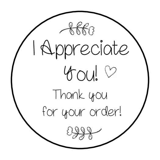 I Appreciate You, Thank You Round Stickers Phone Decal Water Bottle ...