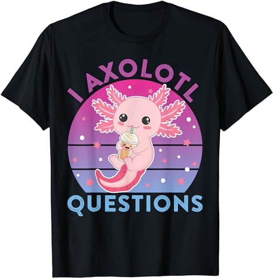 I Ask Axolotl Questions Kids Cute Axolotl Retro Vintage T-Shirt ...