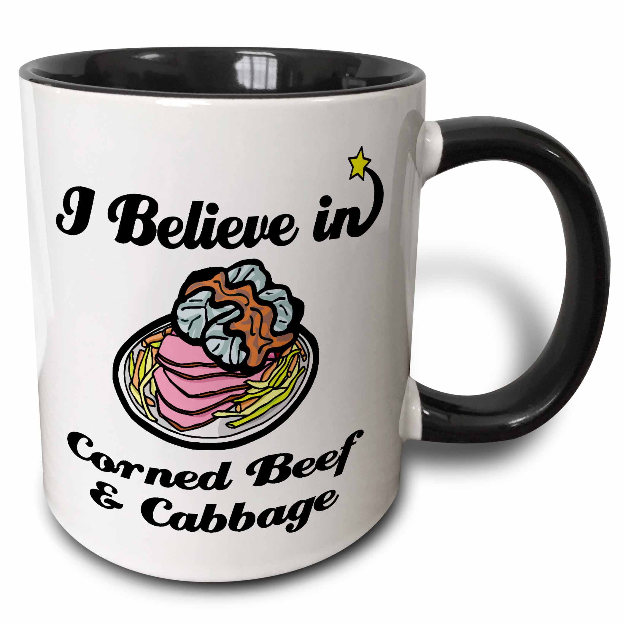 3drose, I Believe in Corned Beef and Cabbage, 15oz Two-tone Black Mug ...