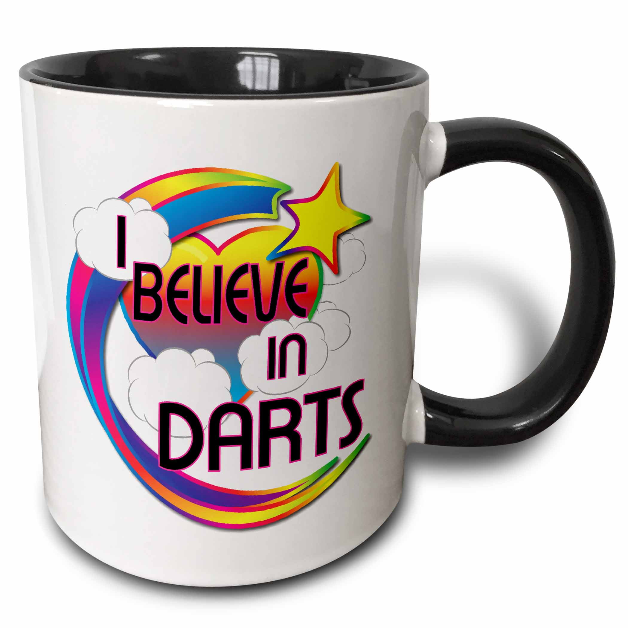 I Believe In Darts Cute Believer Design 15oz Two-Tone Black Mug mug ...
