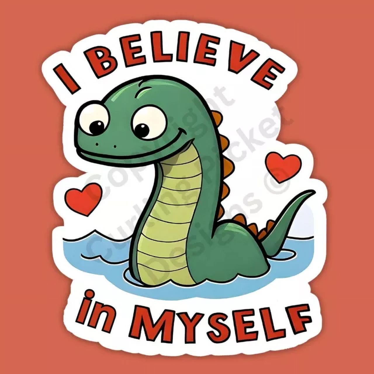 I Believe In Myself Loch Ness Monster Cute Sticker Phone Decal Water ...