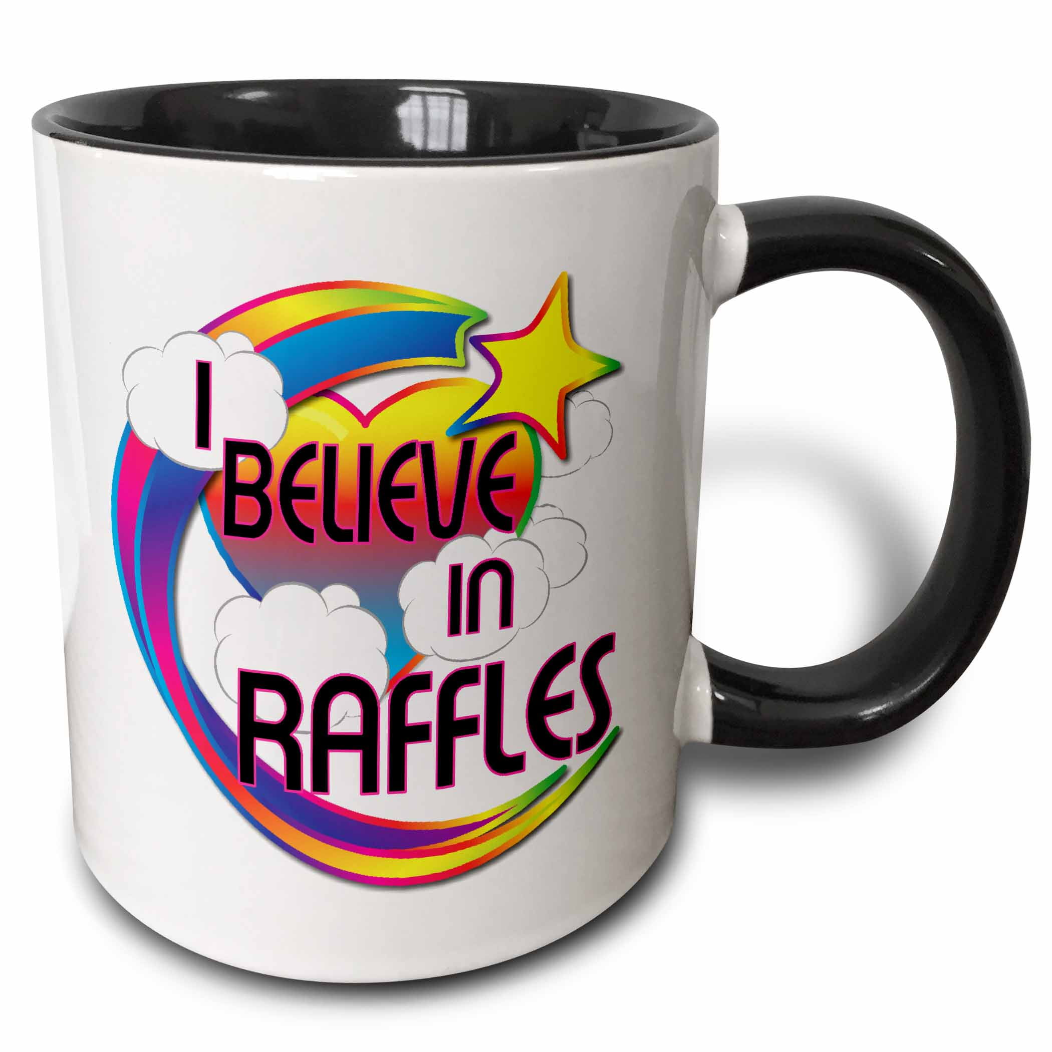 I Believe In Raffles Cute Believer Design 11oz Two-Tone Black Mug mug ...