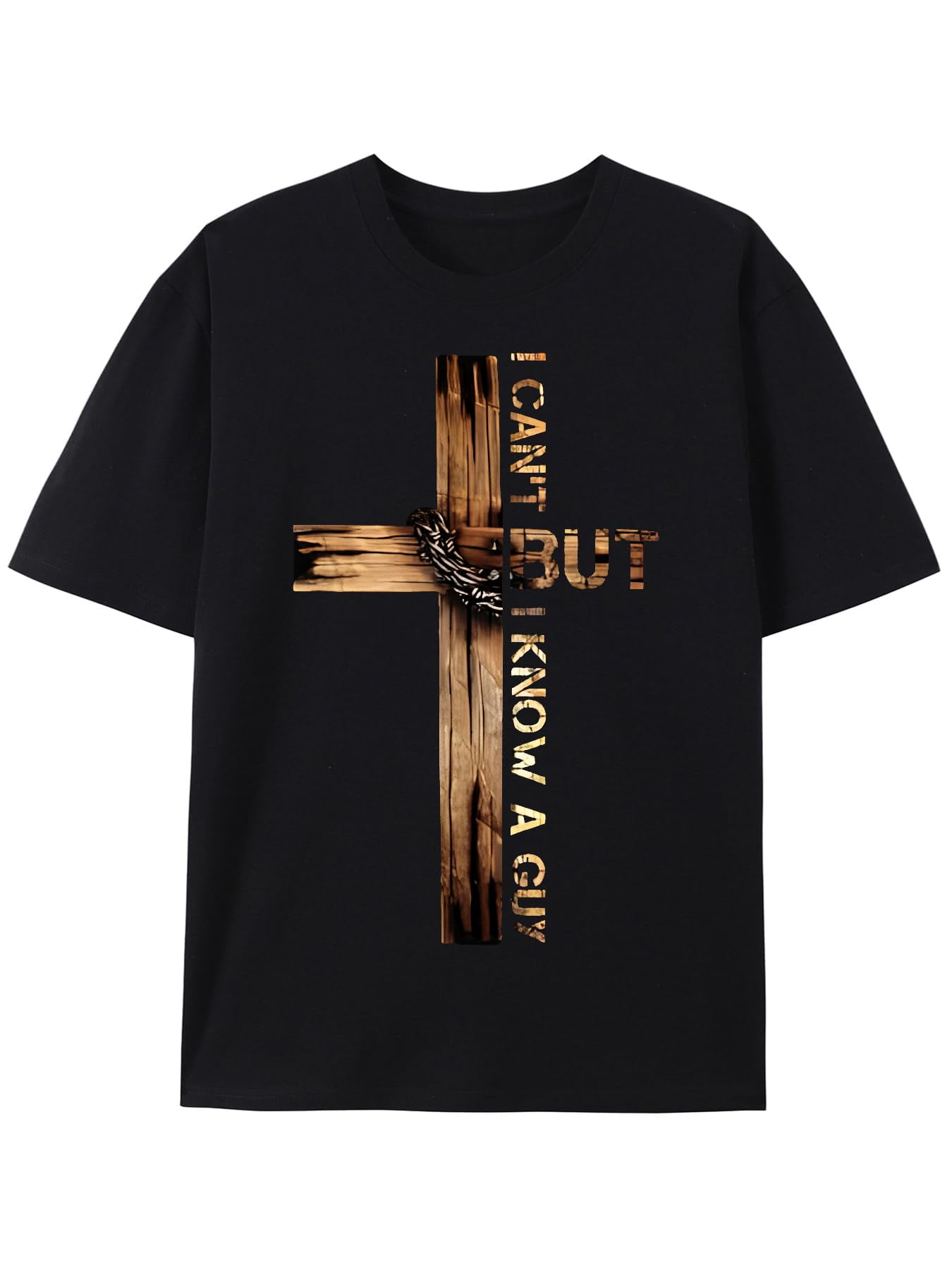 I Can't But I Know A Guy Jesus Cross Funny Christian T-Shirt God Graphic Tees for Women Men ...