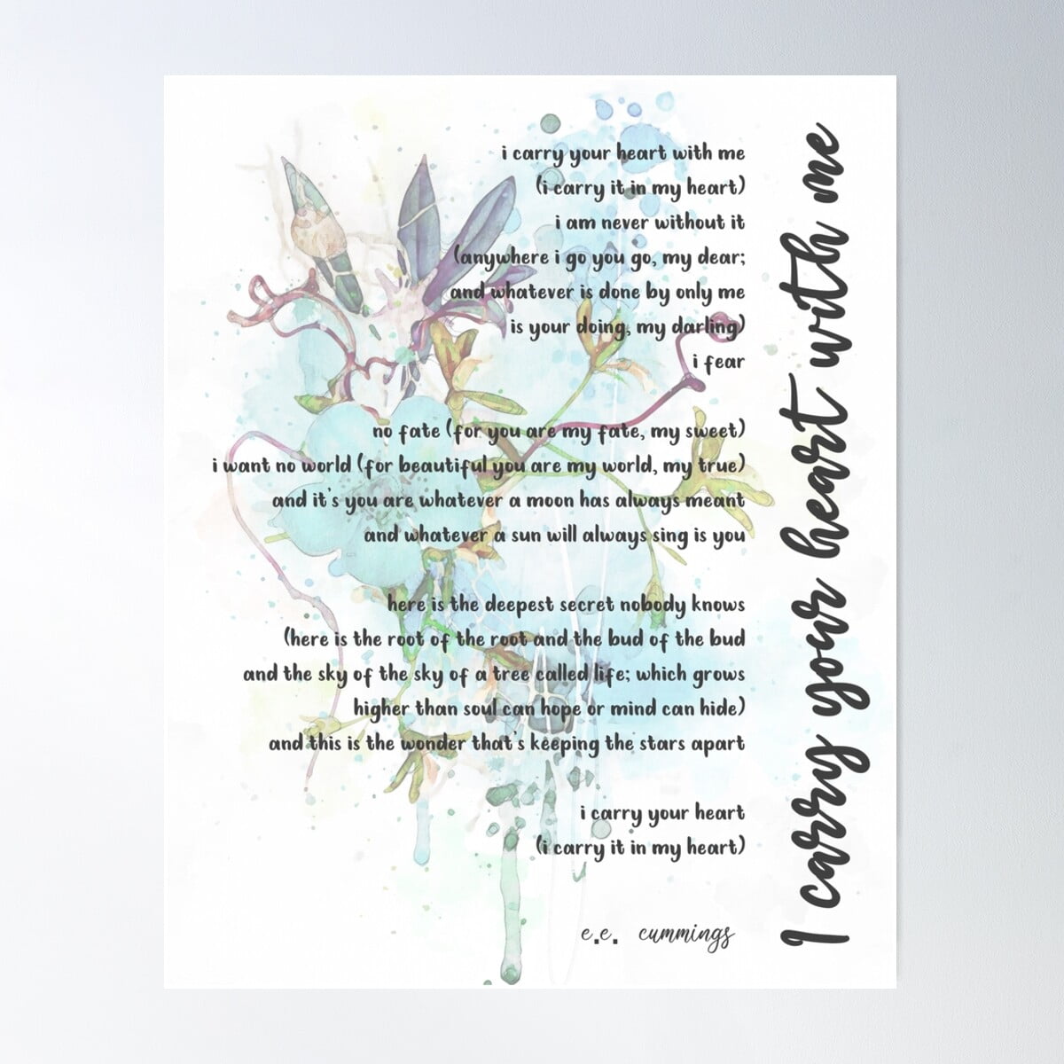 I Carry Your Heart Poem Poster Wall Art, Modern Wall Decor For Living ...
