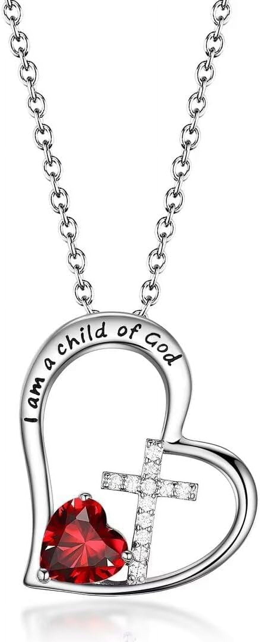 Heart Cross Birthstone Necklace Baptism Gifts First Communion Gifts ...