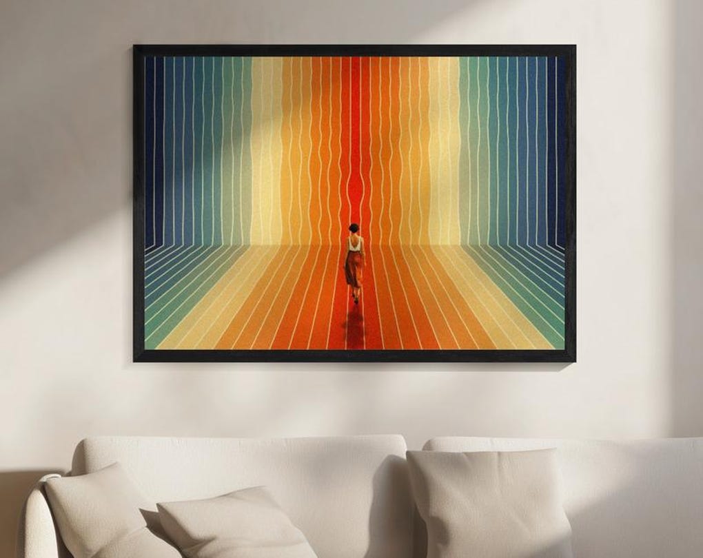 Here I Come (Horizontal) Surreal Opart Collage, Optical Poster, Retro ...