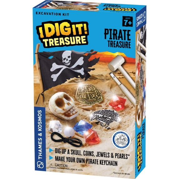 Pirate Treasure Dig Kit, Excavation Toy for Kids, Skull, Coins ...