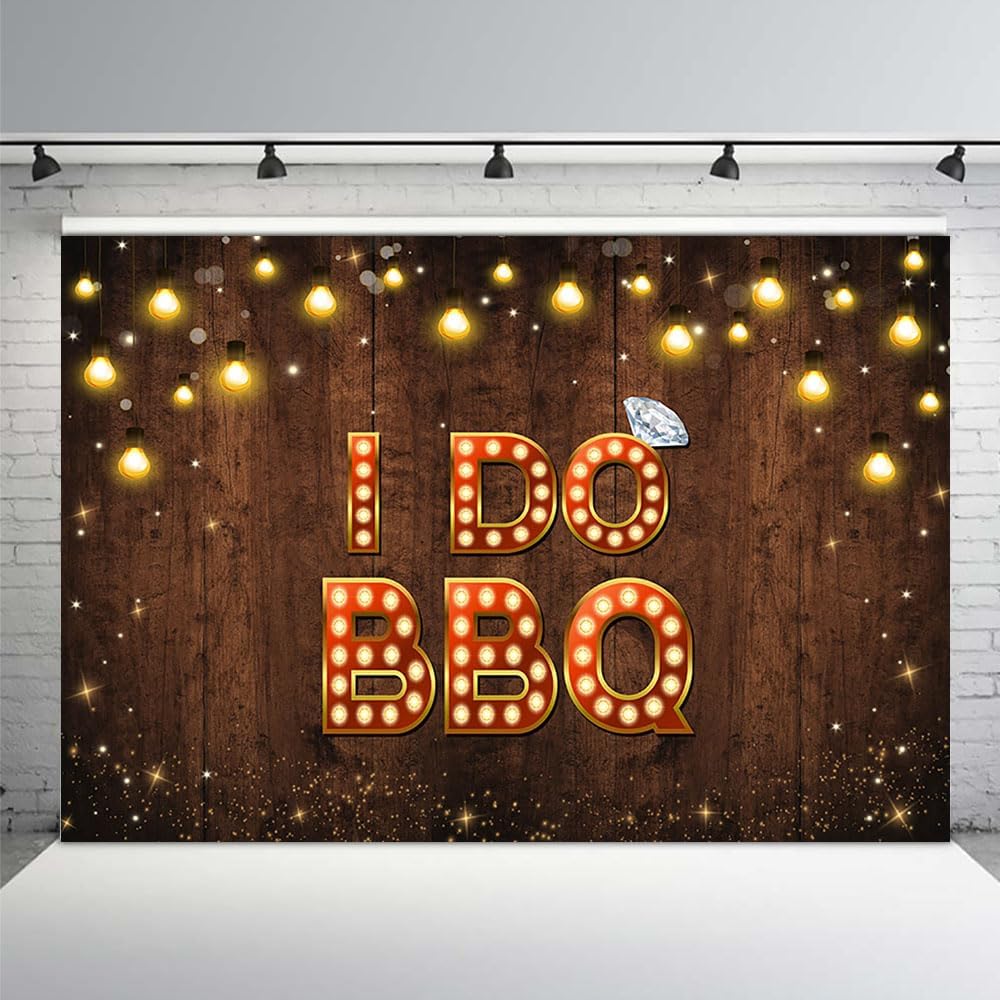 I Do BBQ Backdrop Rustic Wood Photography Background Glitter Lights ...