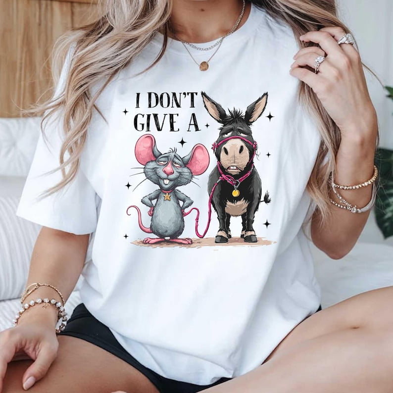 I Don'T Give A Rat'S Shirt, Funny Donkey Shirt WHITE Unisex S-5XL ...
