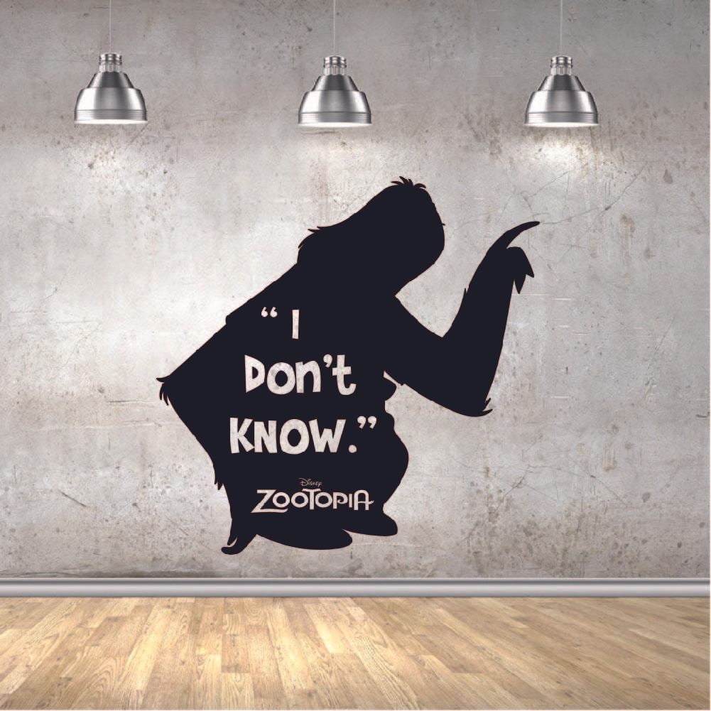 I Don't Know Sloth Quote Zootopia Cartoon Quotes Wall Sticker Art Decal ...