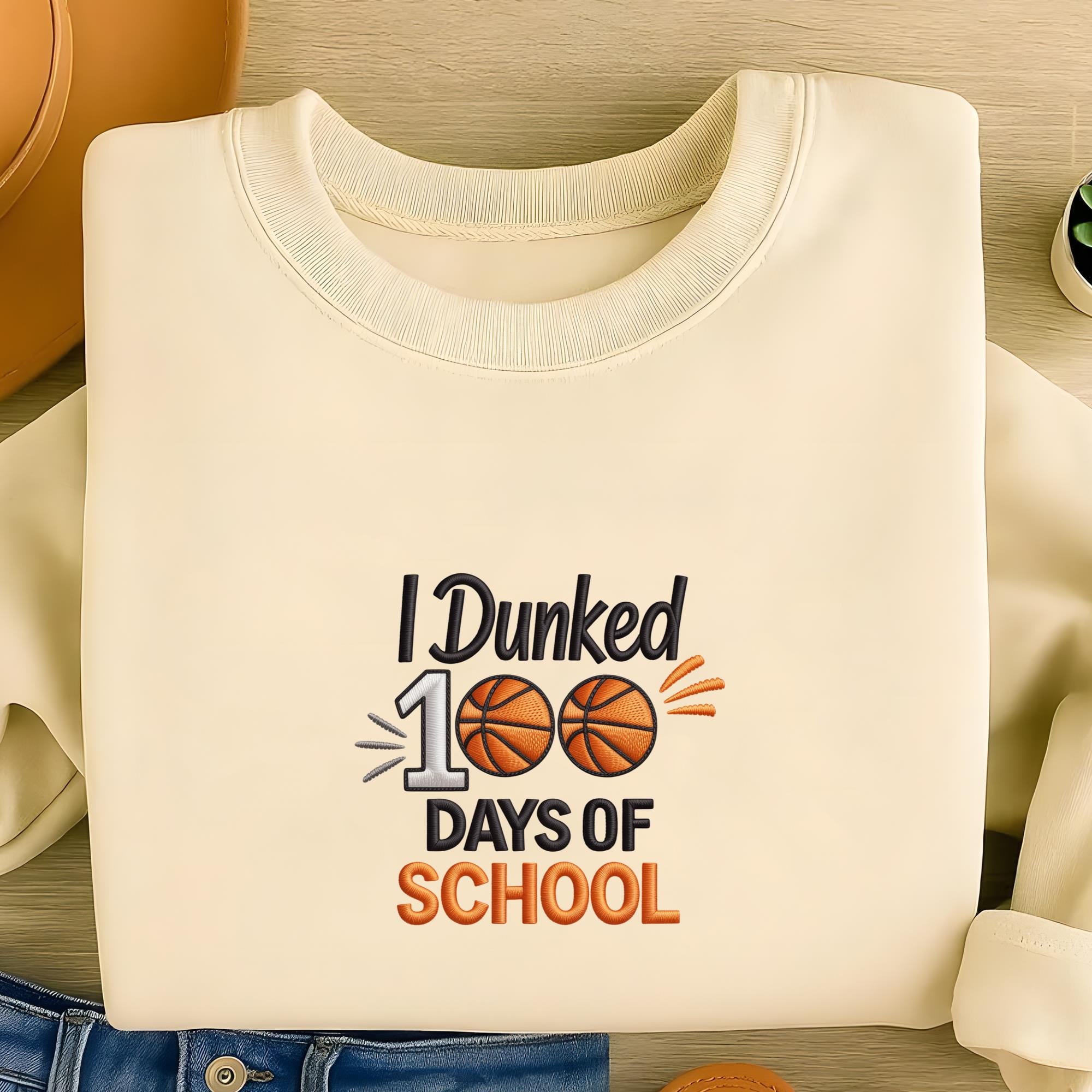 I Dunked 100 Days of School Embroidery Design, Basketball Machine ...