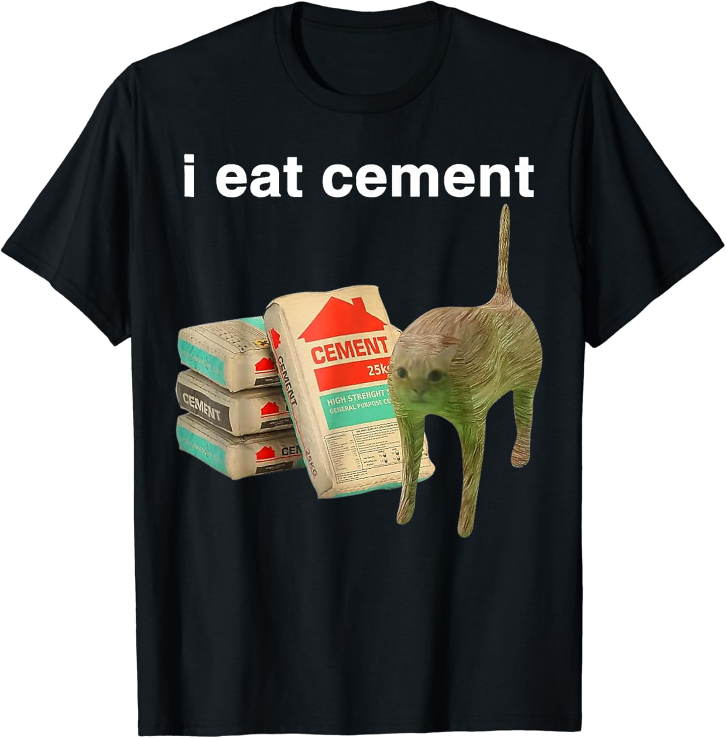 I Eat Cement Cursed Cat Shirt Funny Oddly Specific Meme T-Shirt ...
