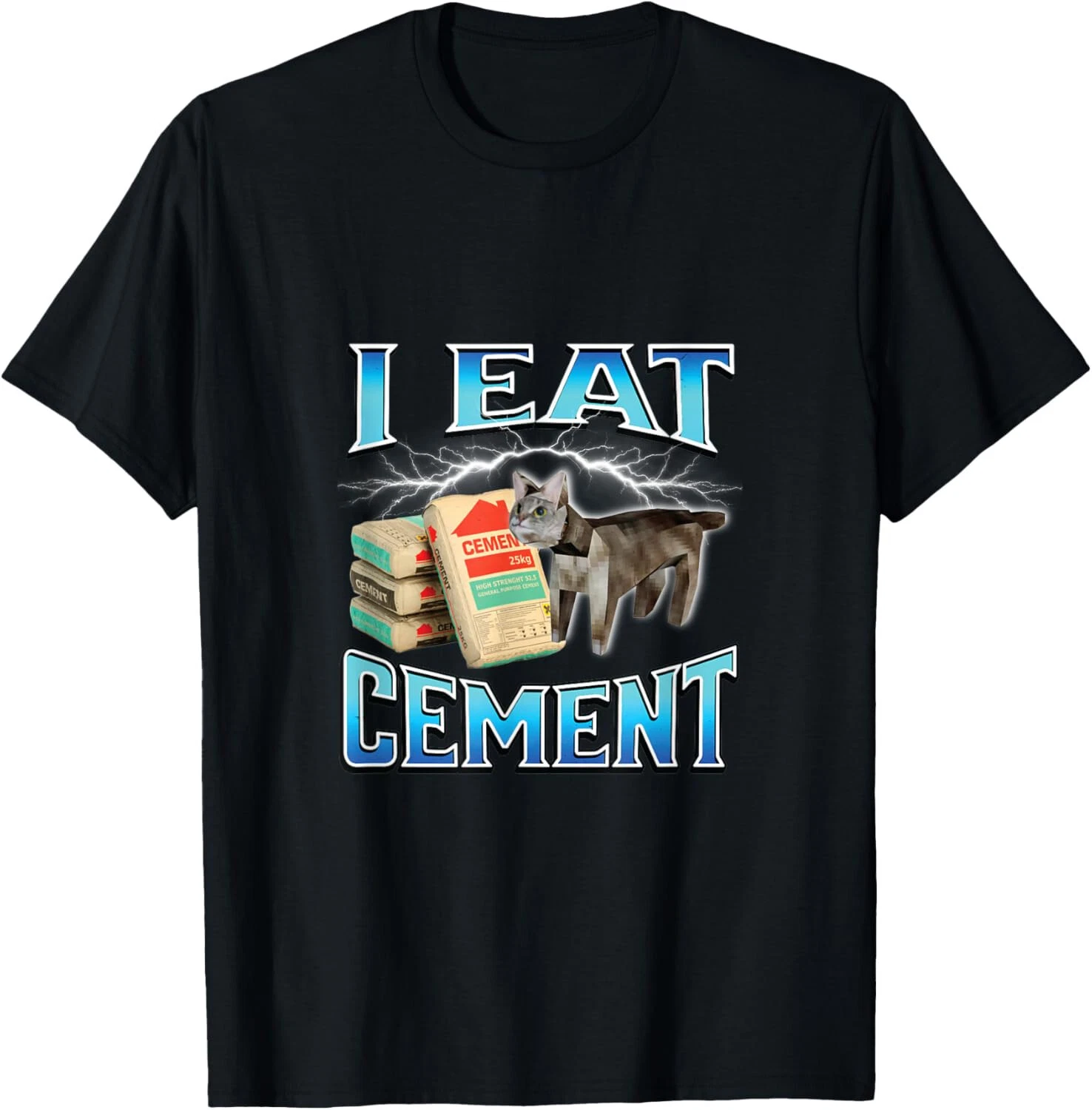 I Eat Cement Hilarious Silly Staring Cat Meme Weird Memes T-Shirt Gift ...