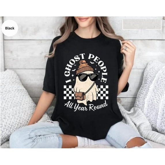 I Ghost People All Year-Round Shirt, Women's Halloween Graphic Tee ...