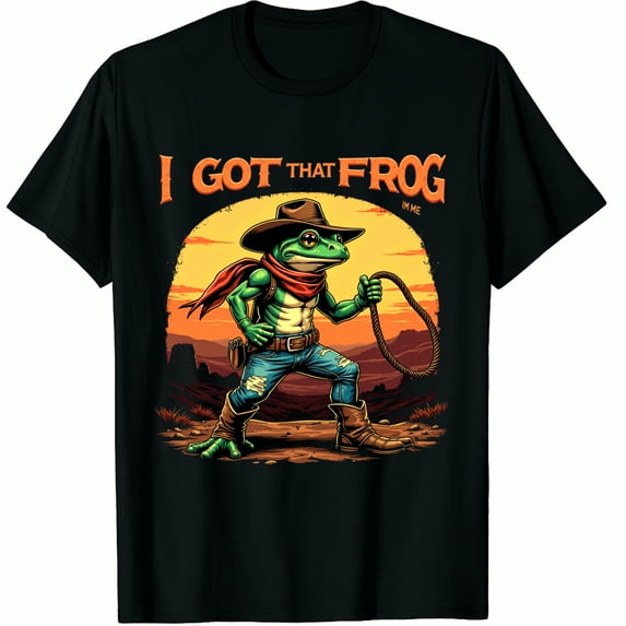 I Got That Frog in Me Meme Cowboy Funny Frog Graphic Crew Neck Short ...