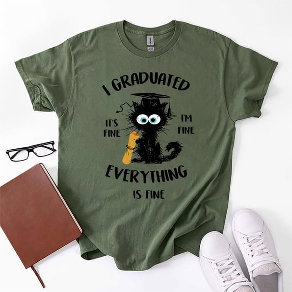 I Graduated T Shirt, Funny Graduation Tee, Black Cat Graduation Shirt ...