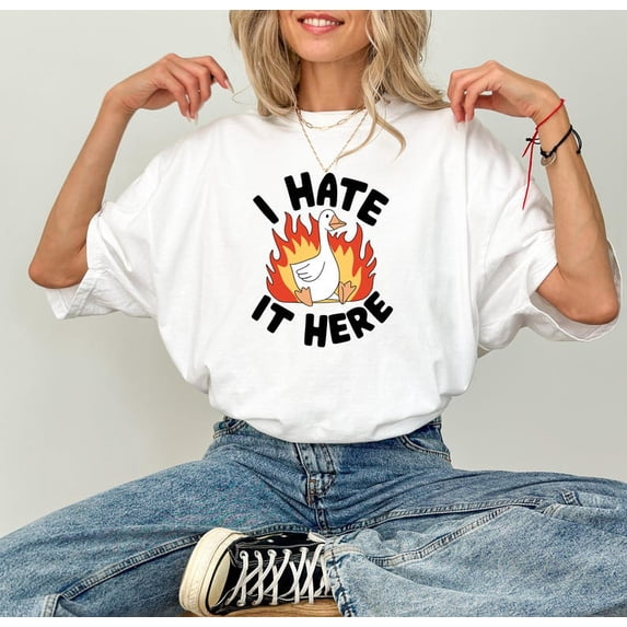 I Hate It Here Goose T-Shirt, Silly Goose Graphic Tee, Sad Goose ...
