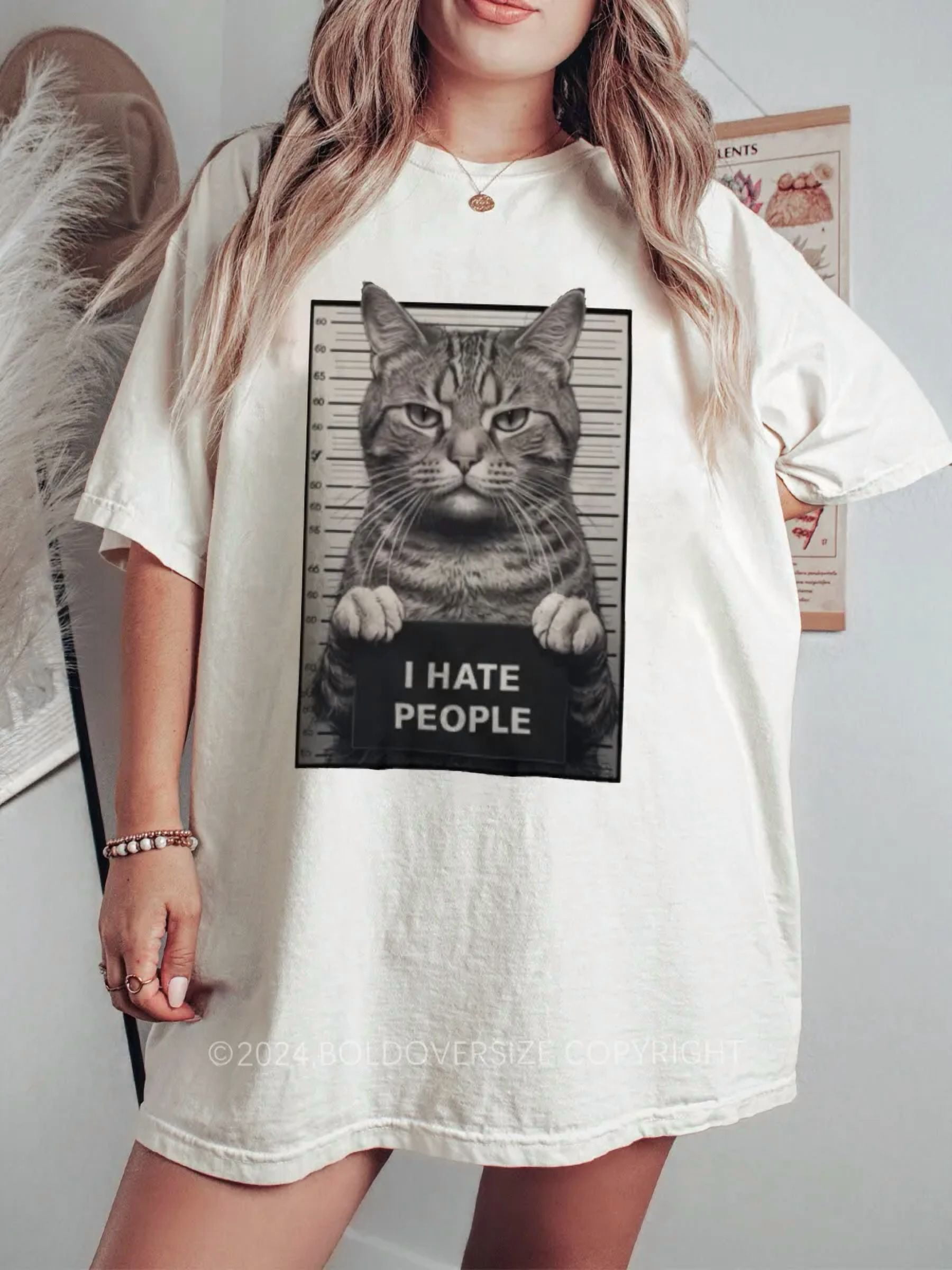 I Hate People Cat Tee - Walmart.com