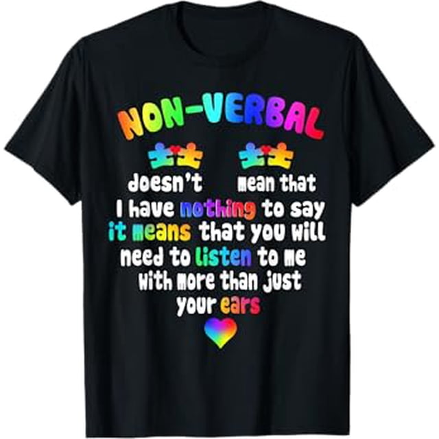 I Have NON-VERBAL Puzzle Piece Neon Pastel Autism Awareness T-Shirt ...