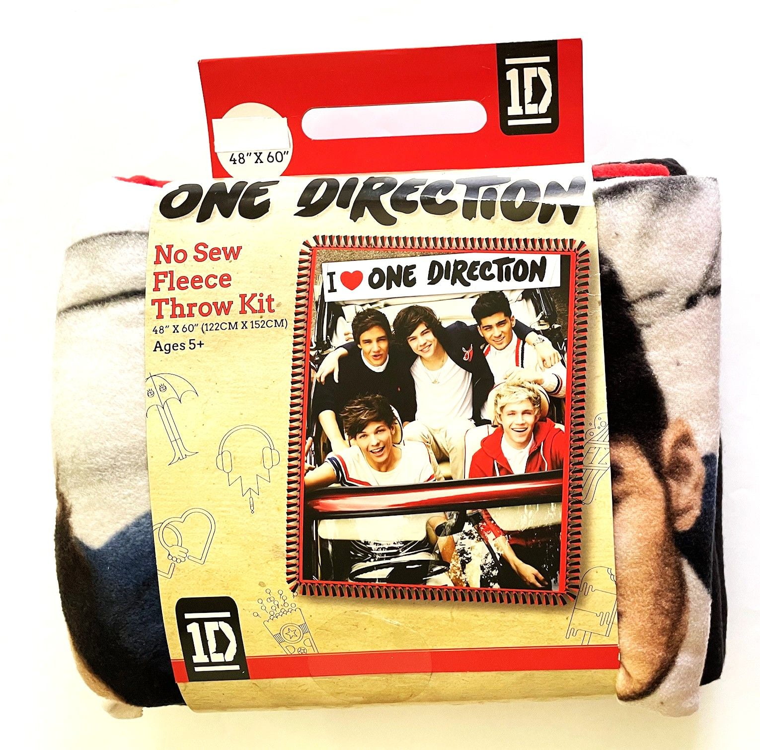 I Heart 1D One Direction Fleece No-Sew Throw Blanket Kit - Includes ...