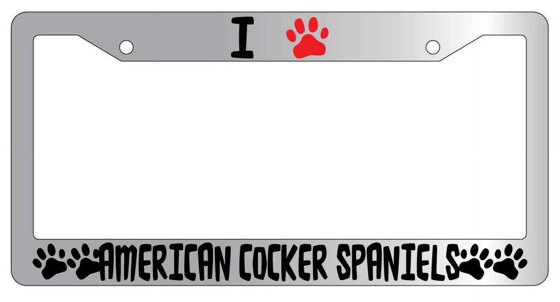 I Heart (Paw) American Cocker Spaniels Chrome Plastic License Plate ...