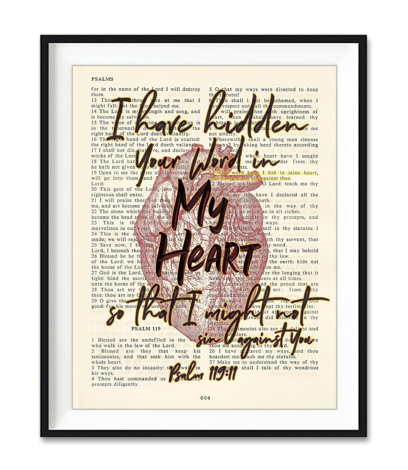I Have Hidden Your Word in My Heart - Psalm 119:11 Art Print, UNFRAMED ...