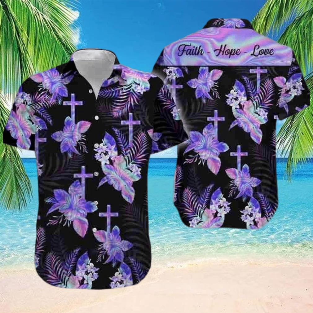I Hologram Flower Of God Faith Hope Love Hawaiian Aloha Shirt - Walmart.com