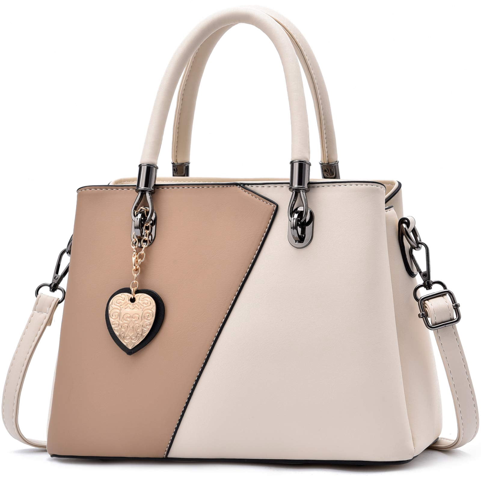 I IHAYNER Womens Leather Handbags Purse Top-handle Bags Contrast Color ...