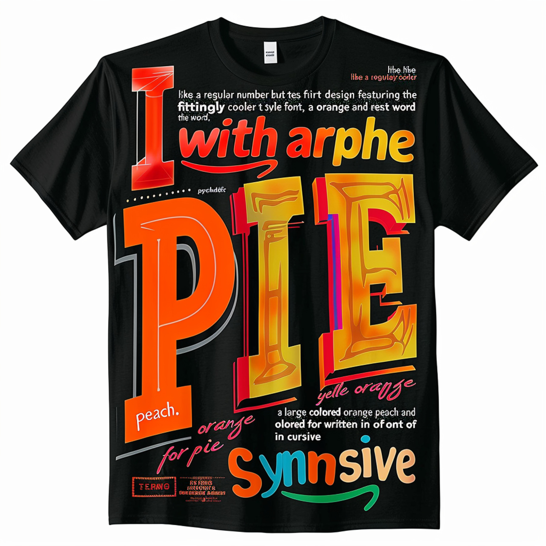 I Intrinsically Wonder Pi Symbol Black TShirt Vibrant Orange & Dark ...
