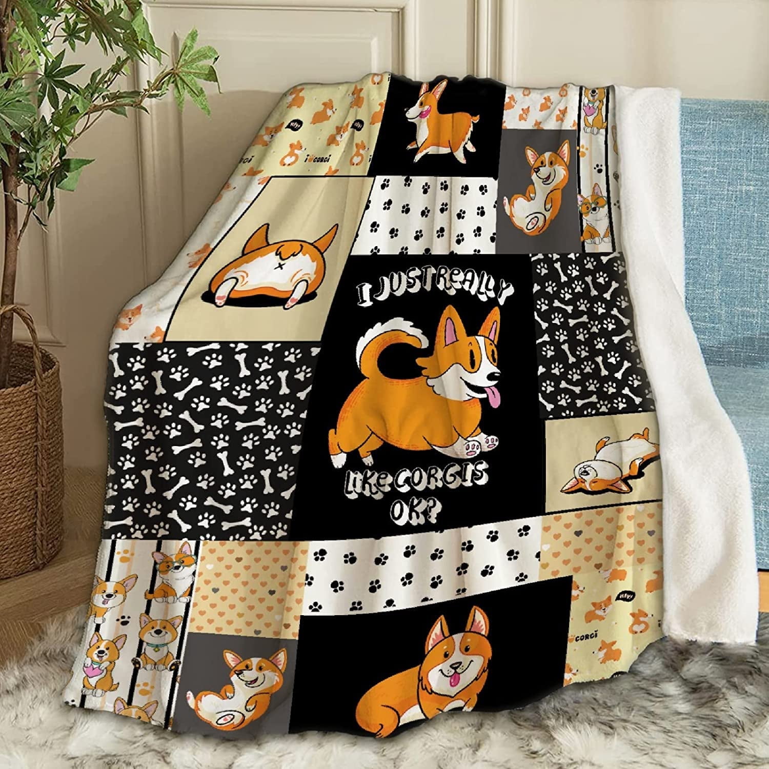 I Just Really Like Corgis Ok Throw Blanket Fannel Fleece Microfiber ...