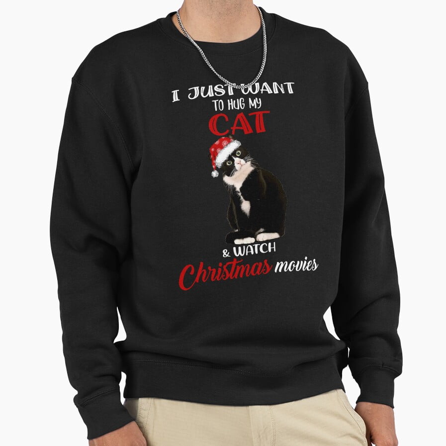 I Just Want To Hug Cat Graphic Unisex Sweatshirt Retro Christmas Movie ...