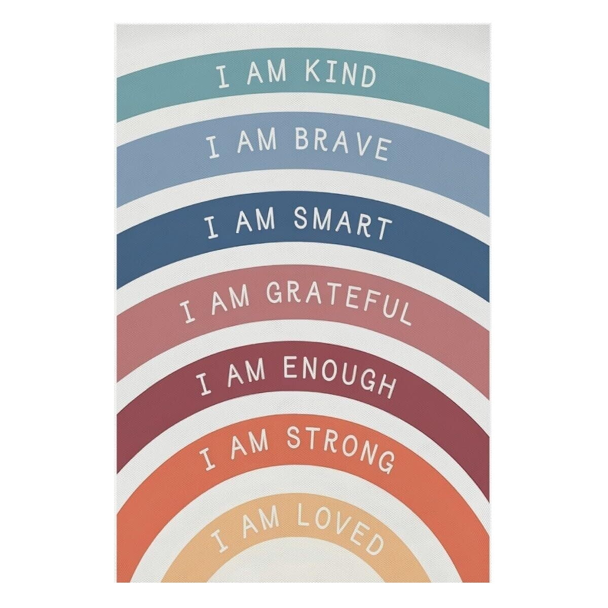 I am Kind Brave Loved Enough Motivational Canvas Wall Art Print Rainbow ...