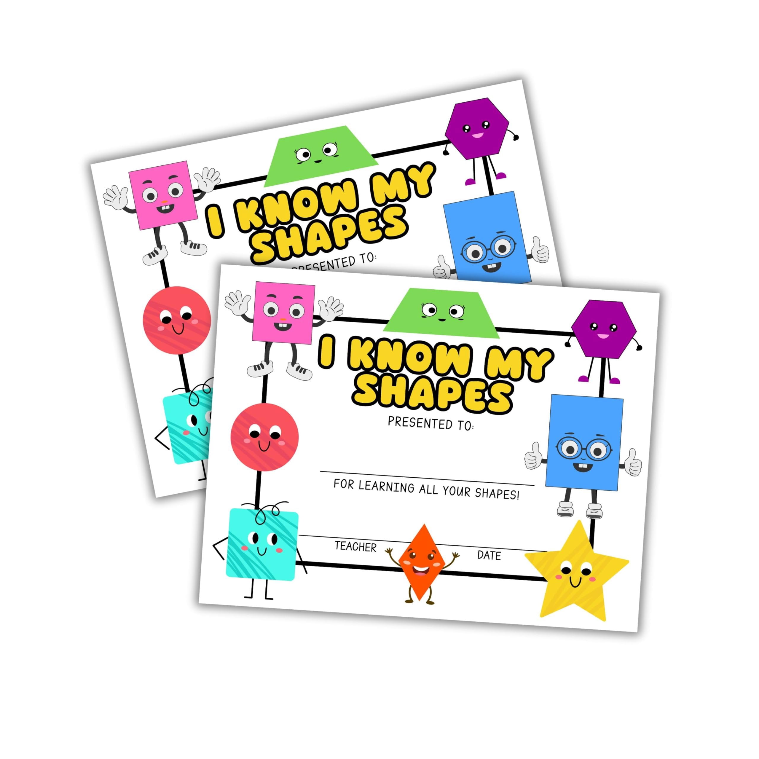 I Know My Shapes Award Certificate 30pk 8.5x11 Elementary School ...