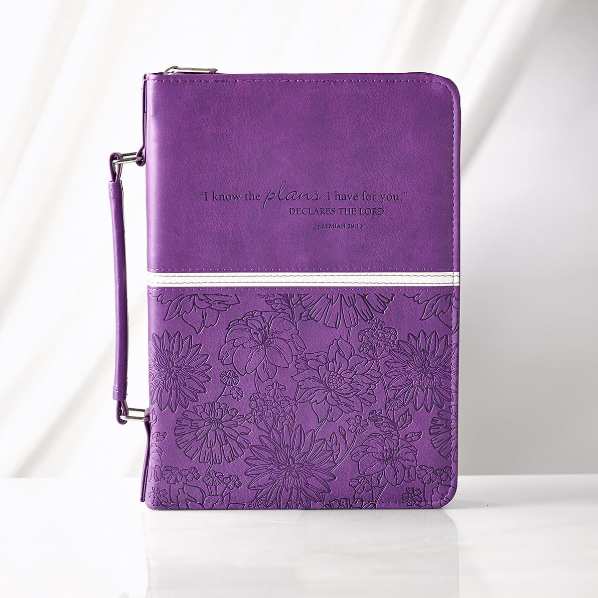 I Know the Plans Purple Floral Faux Leather Fashion Bible Cover ...