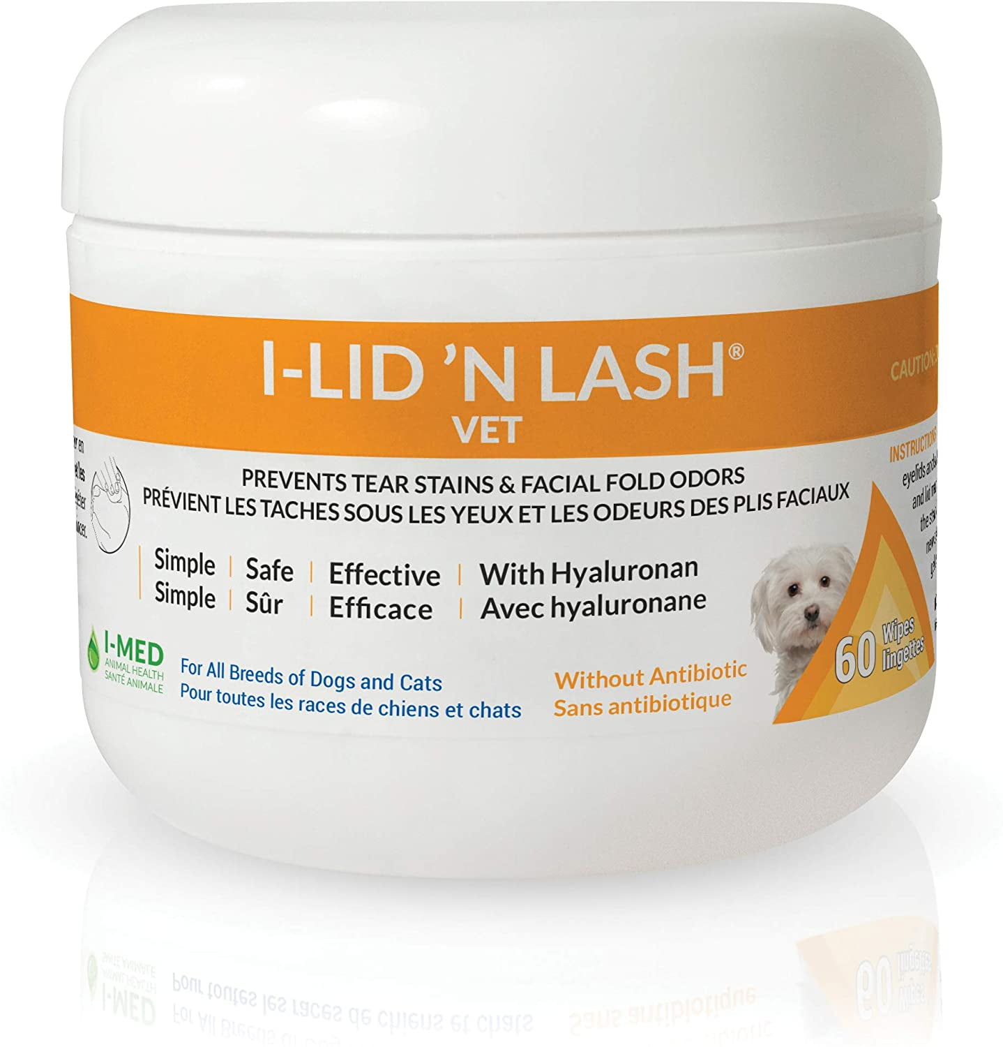 I-LID ’N LASH Vet Wipes Ocular Hygiene Cleanser: Prevents Tear Stains ...