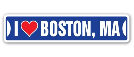 I LOVE BOSTON MASSACHUSETTS Street Sign ma city state us wall road ...