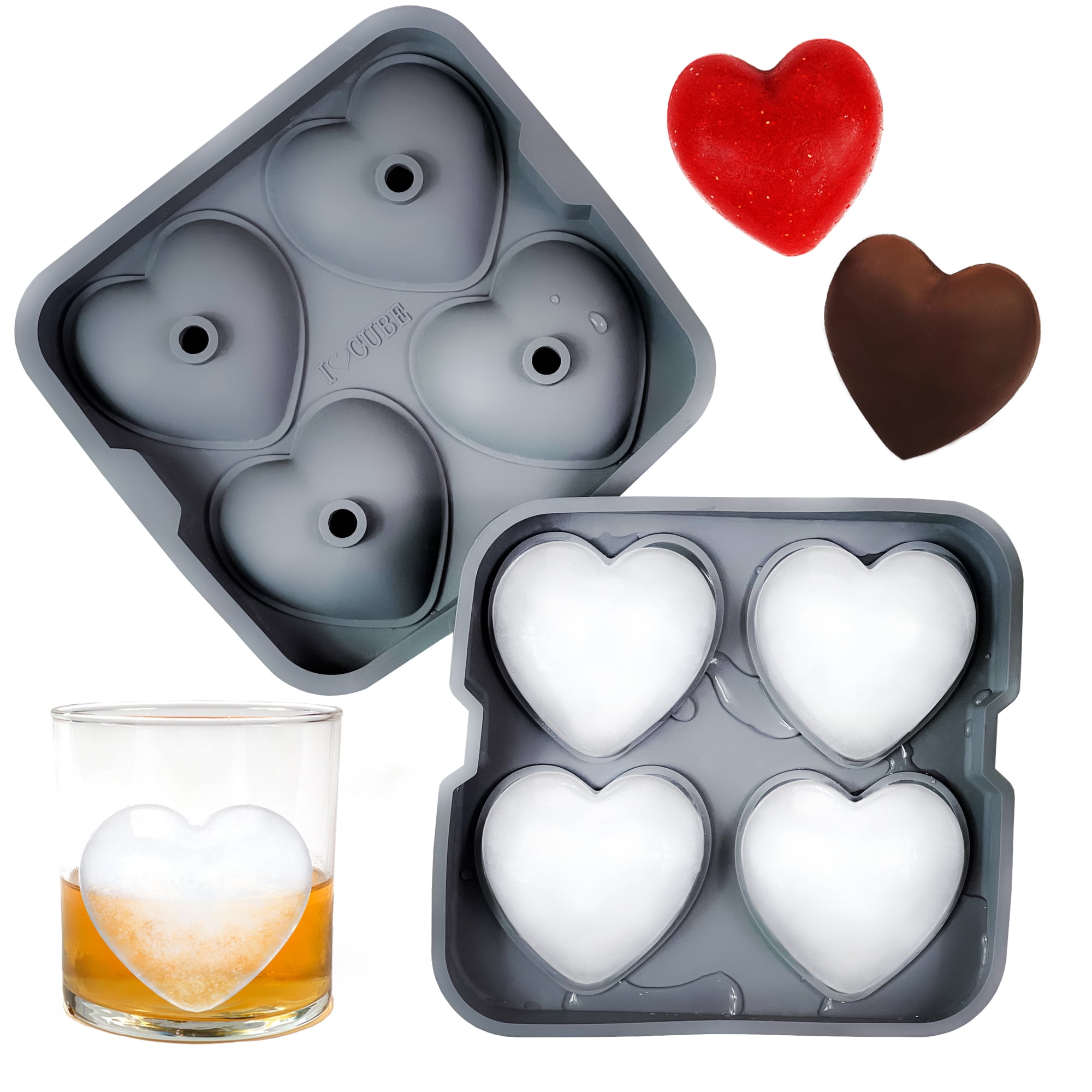 I LOVE CUBE Ice Cube Tray, 3D Heart Ice Mold, Large Big Heart Cube - 2. ...