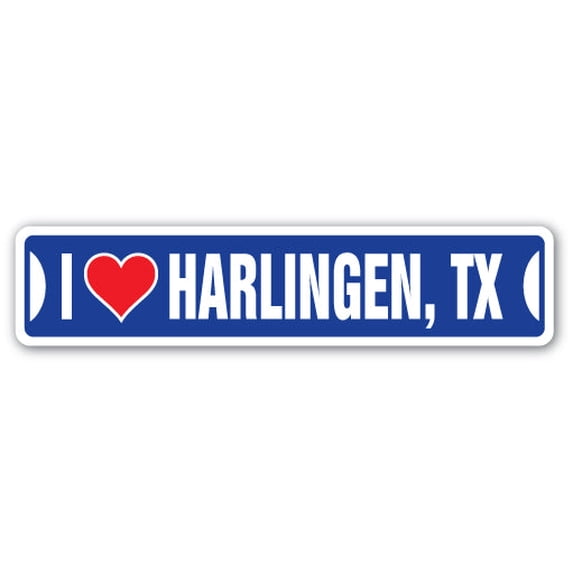 I LOVE HARLINGEN TEXAS Street Sign tx city state us wall road décor ...