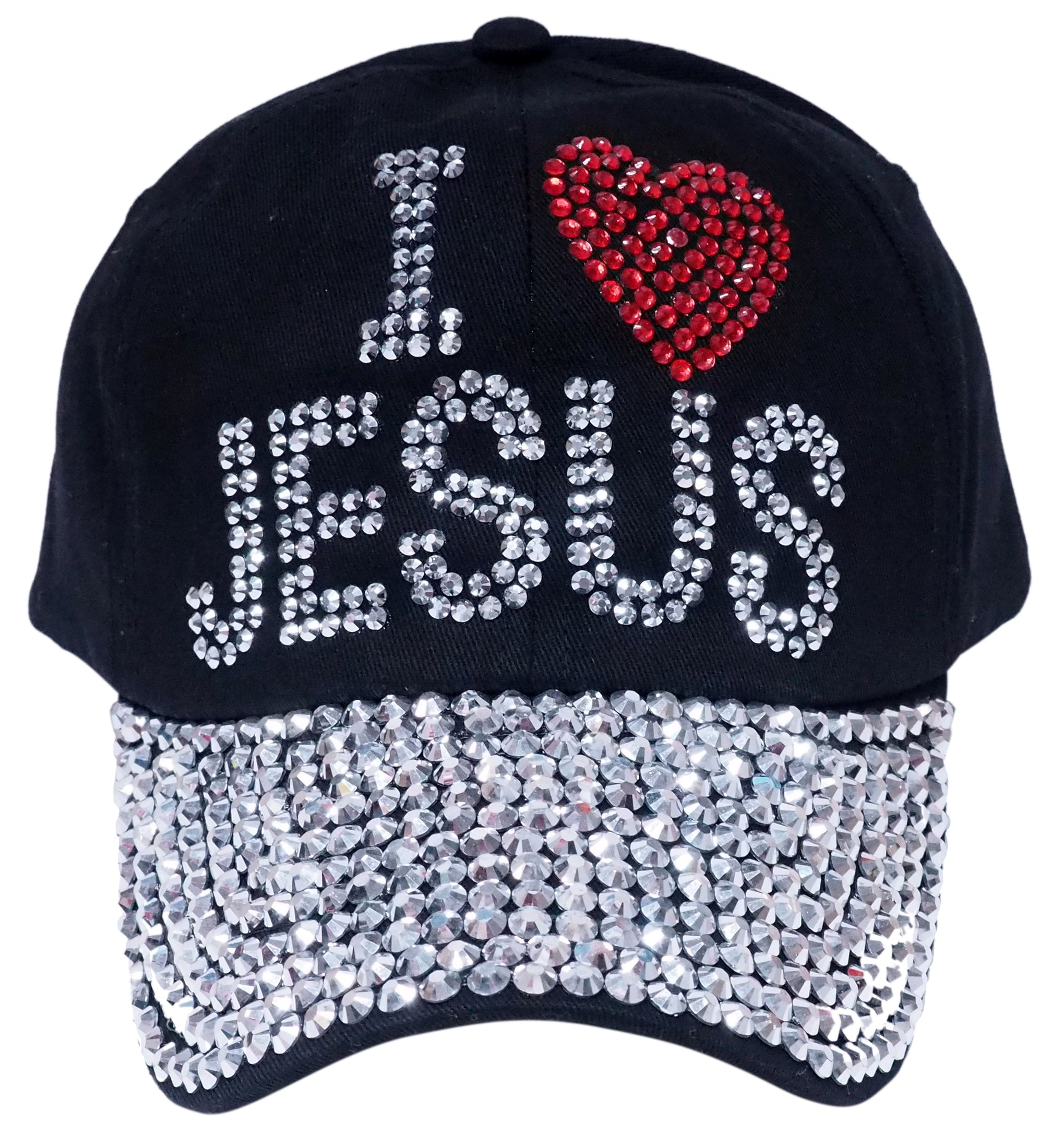 "I LOVE JESUS" Bling Rhinestones Black Baseball Cap Curved Visor Hat ...