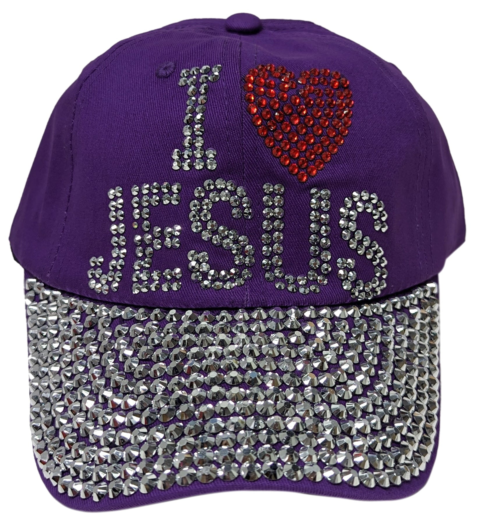 "I LOVE JESUS" Bling Rhinestones Purple Baseball Cap Curved Visor Hat ...